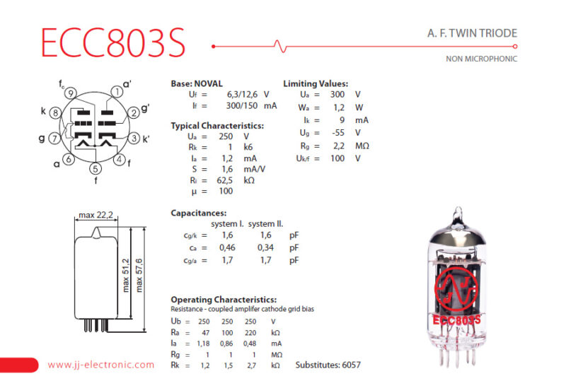 ECC803S (Long Plate 12AX7) - Eurotubes